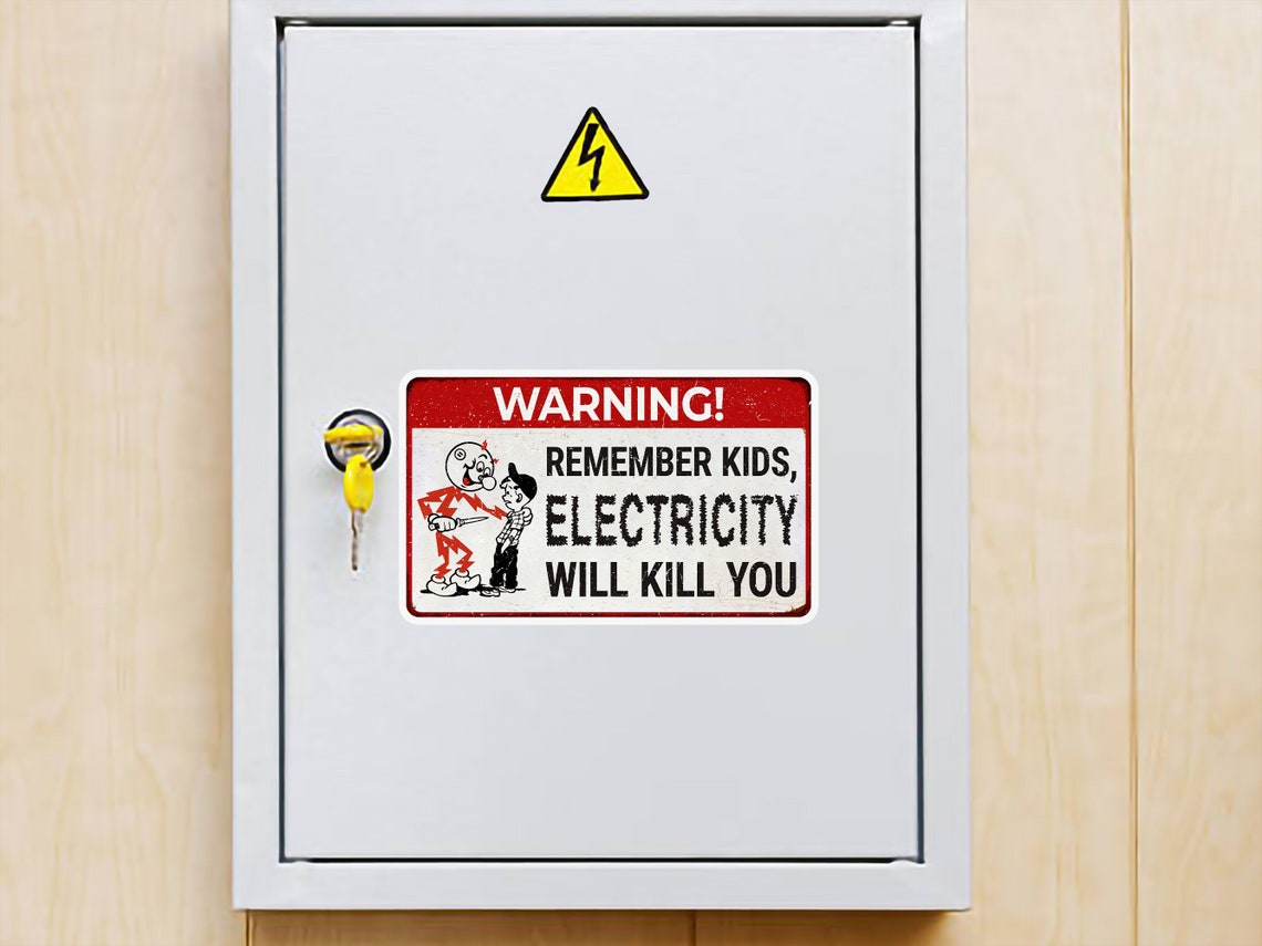 Reddy Kilowatt Sticker, Remember Kids, Electricity Will Kill You! Funny ...