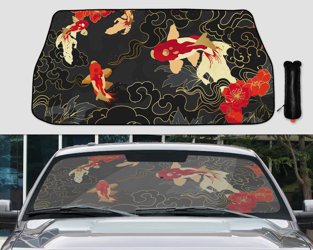 Koi Sun Shade for Car, Dark Sunshade Privacy, Japanese Windshield Cover ...