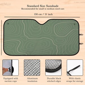 Car Sunshade Sun Blocker for Windshield, Boho Sage Green Topo ...