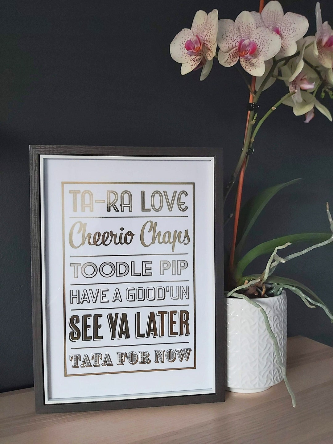 A4 Gold Foil Typographic Art Print British Good Bye Sign - Etsy