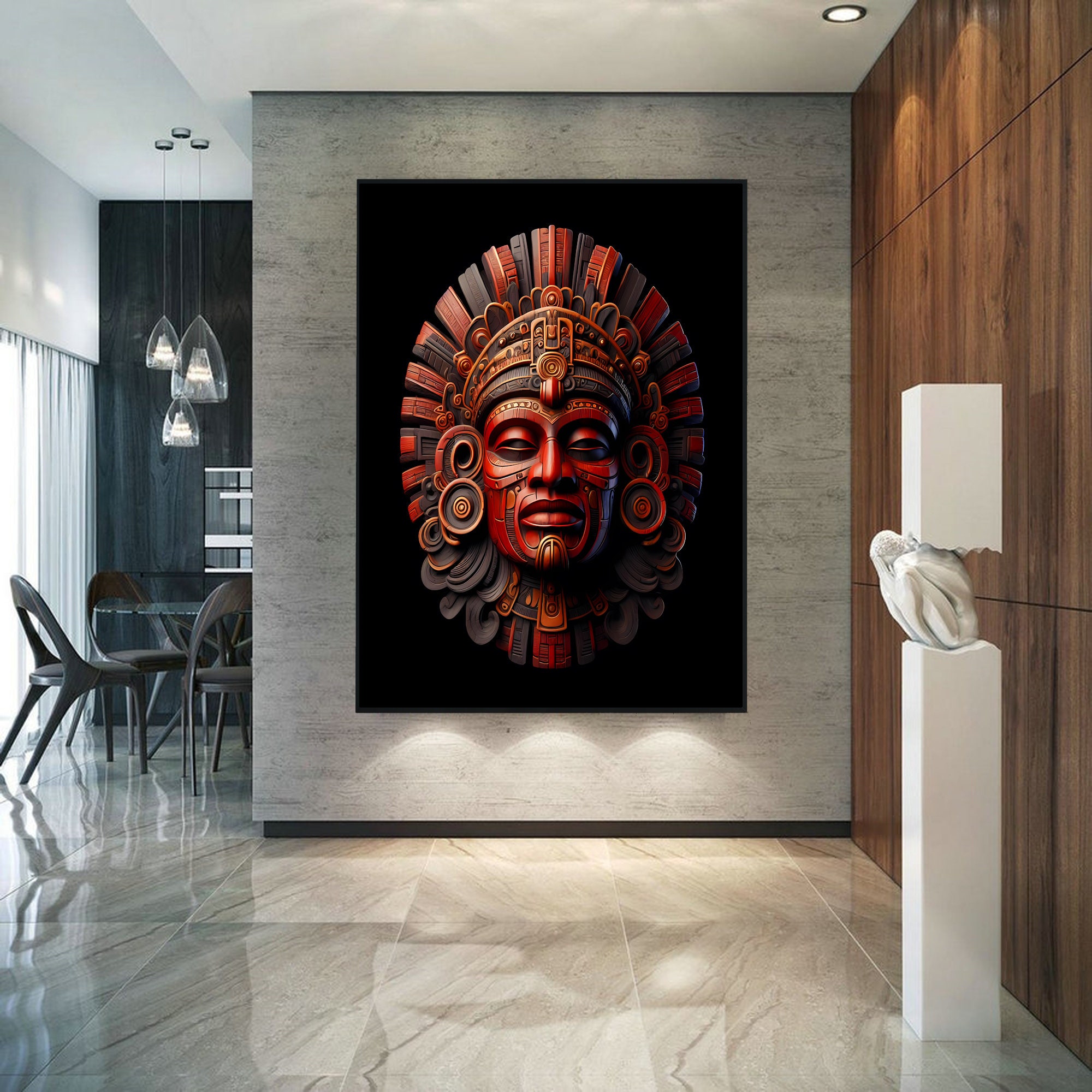 Aztec Carving Museum Poster, Aztec Wall Decor, Pre-columbian ...