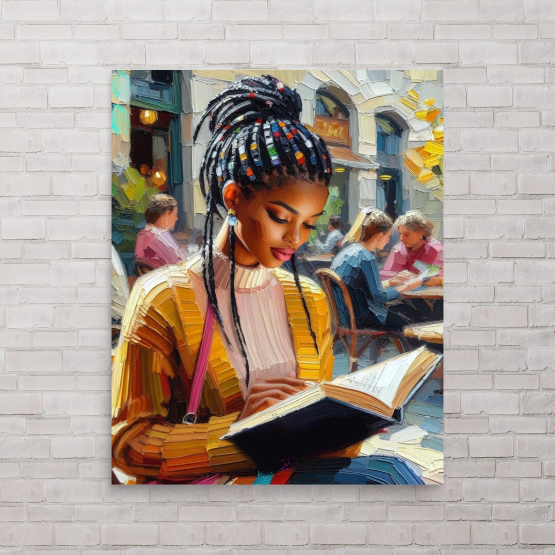Black Woman Reading Poster, Black Girl Poster, Black Woman Wall Art ...