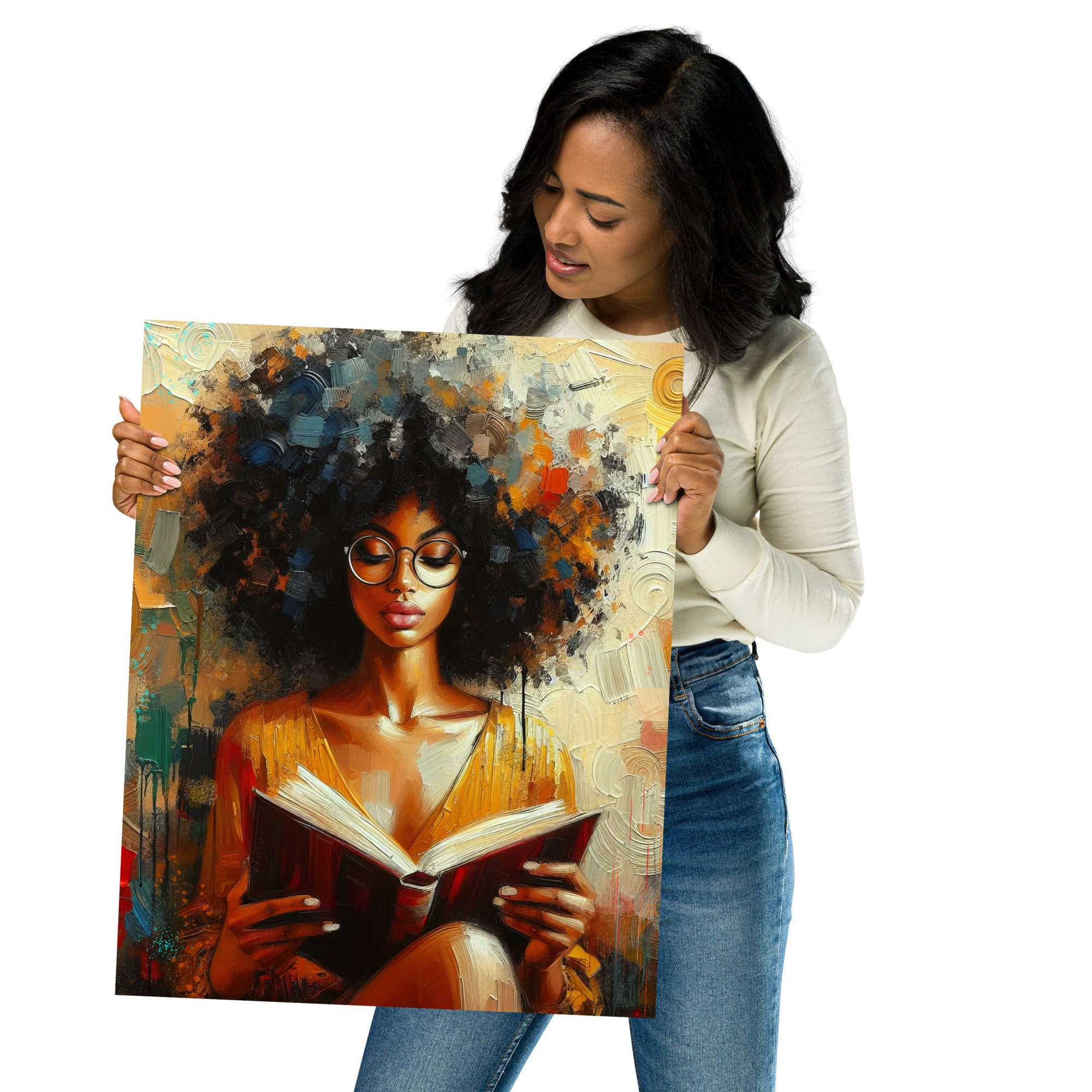 Black Woman Reading Poster, Black Girl Poster, Black Woman Reading Art ...