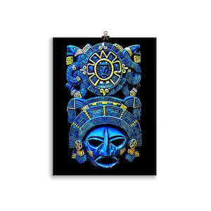 Aztec Blue Snake Poster - Aztec Wall Decor - Native Mexican Mythology ...