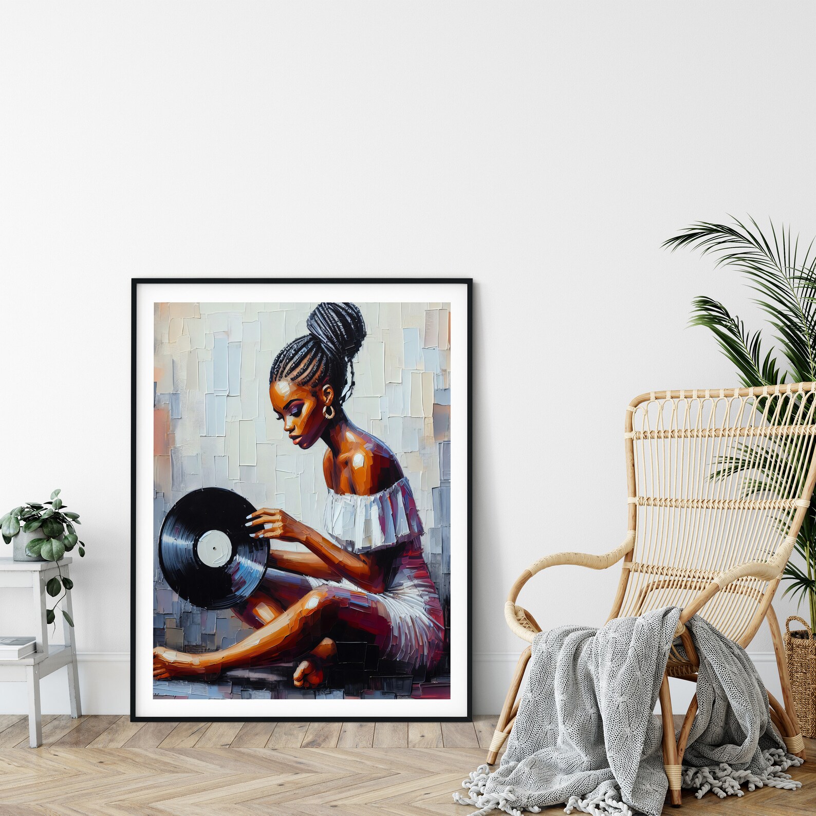 Black Woman and Her Vinyl Poster | Black Wall Art | Record Player ...