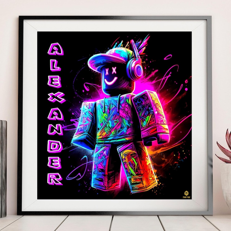 Custom Roblox Birthday Poster | Personalized Gamer Boy Name Print ...