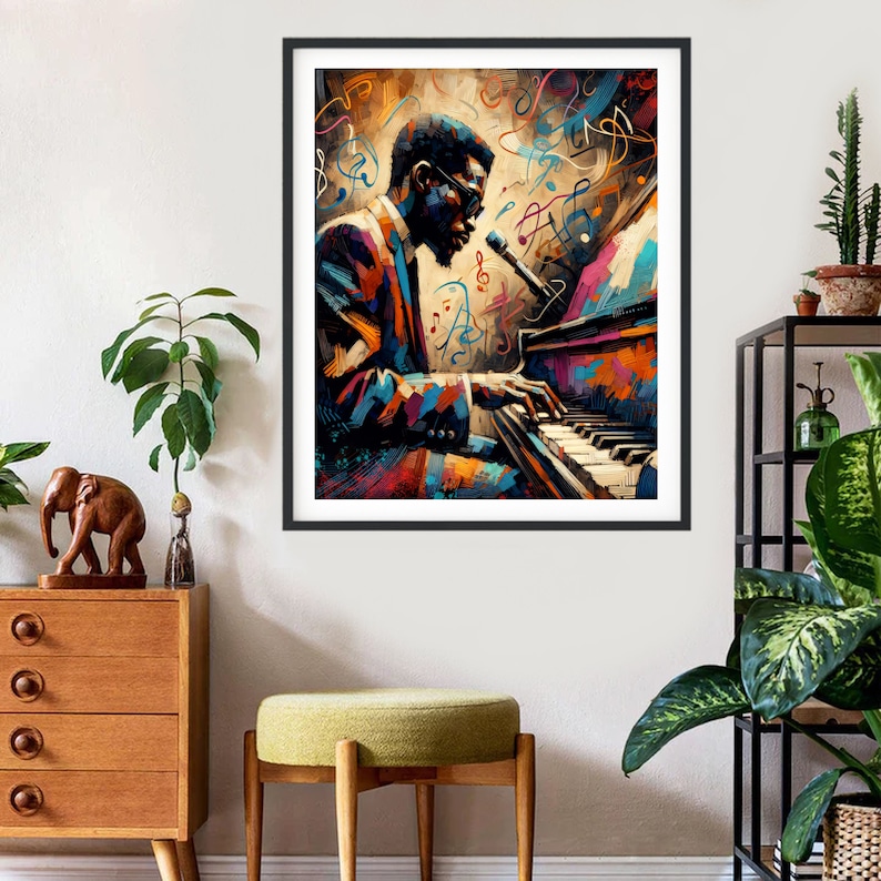 Afro Jazz Player, Piano Player, Jazz Art, Afro Wall Art, African ...