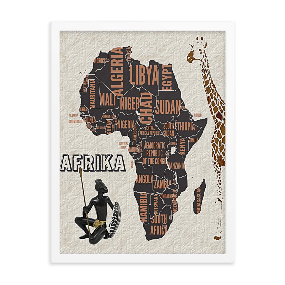 Unique Framed Afrika Poster Map of Africa Art Poster/printed - Etsy