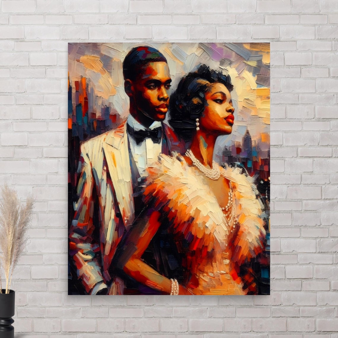 Black Couple Poster Harlem Renaissance Afro Wall Art african American ...