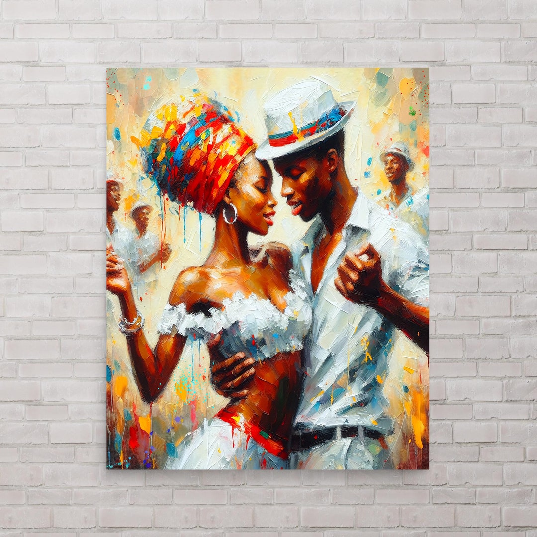 Black Couple Wall Art Poster, Zouk, Kizomba, Salsa, Black Girl Dancer ...