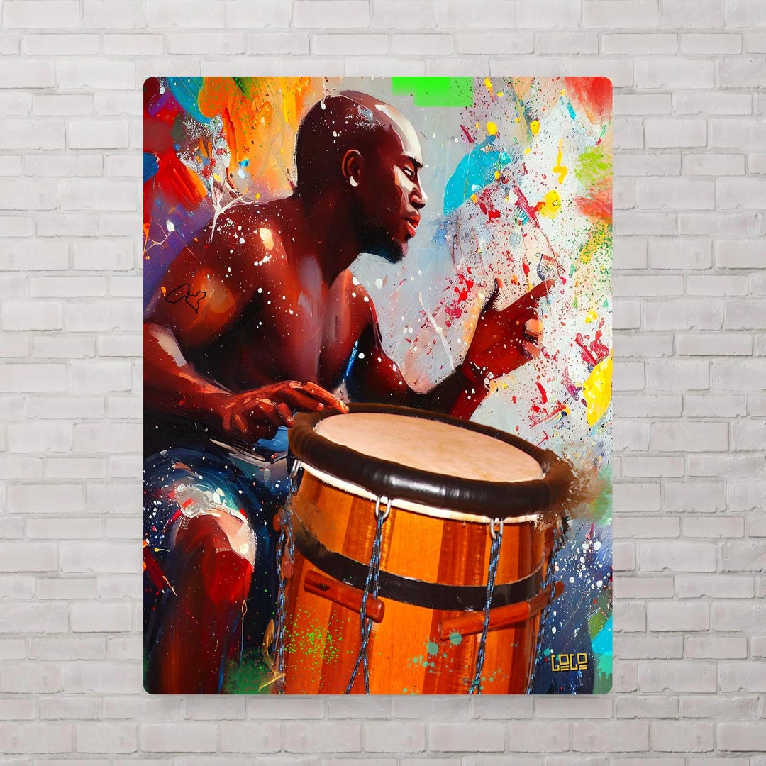 Abstract Drum Art Poster, Drum Art Print, Black Man Art, Caribbean Wall ...