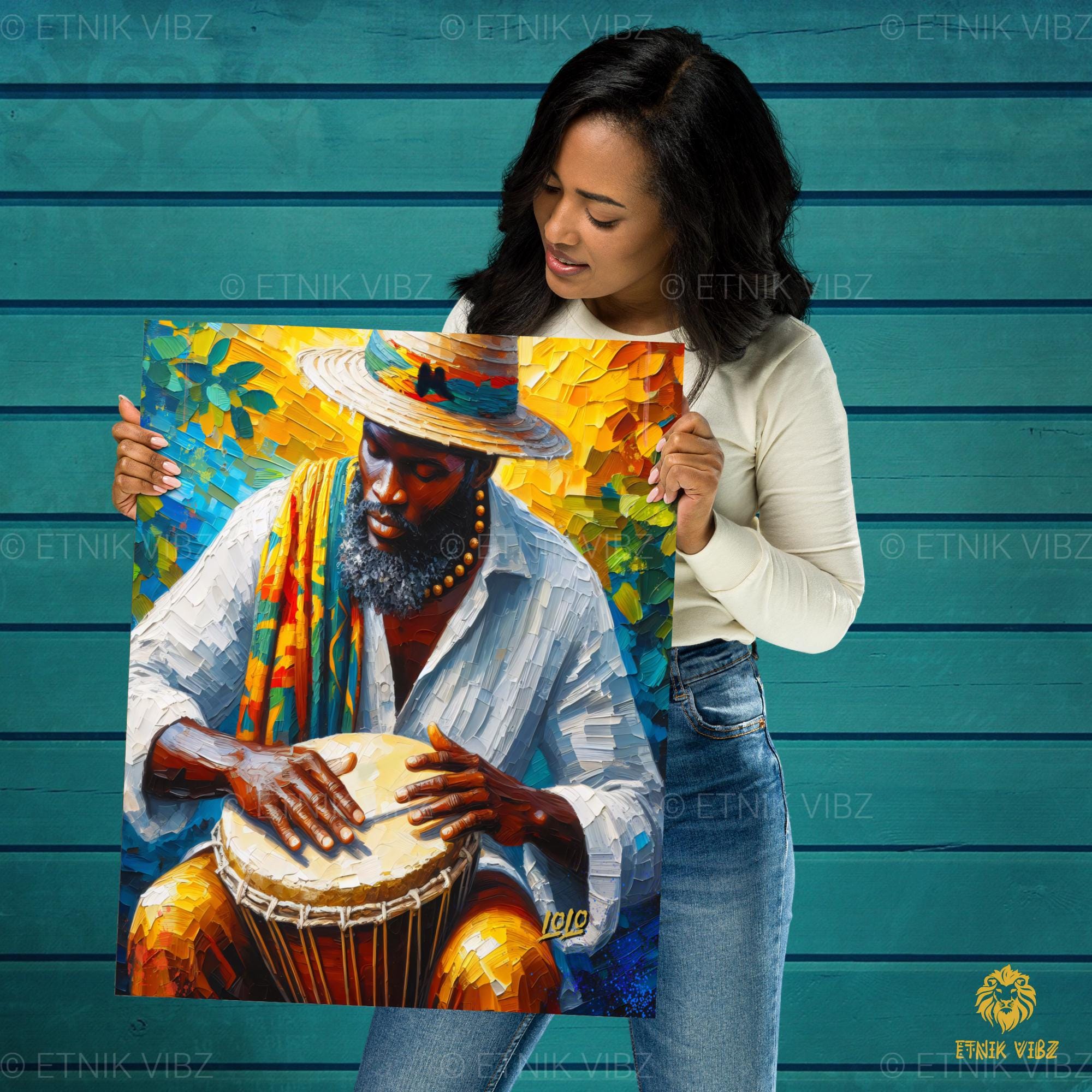 Black Man Art, Drum Man Poster, Caribbean Wall Art, Gwoka Djembe Conga ...