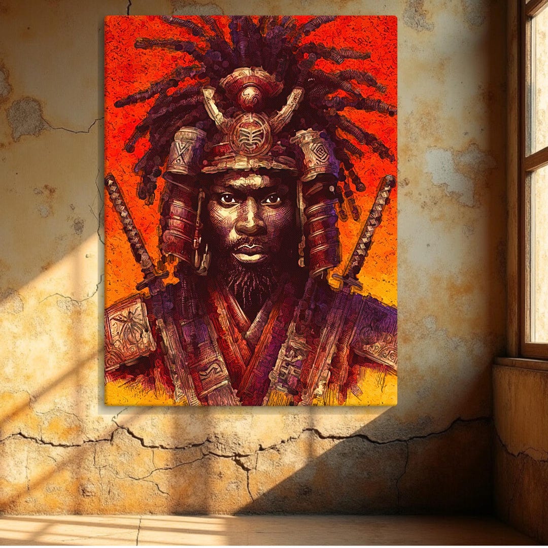 Afro Samurai Canvas, Black Man Wall Art, Afrocentric Home Decor ...