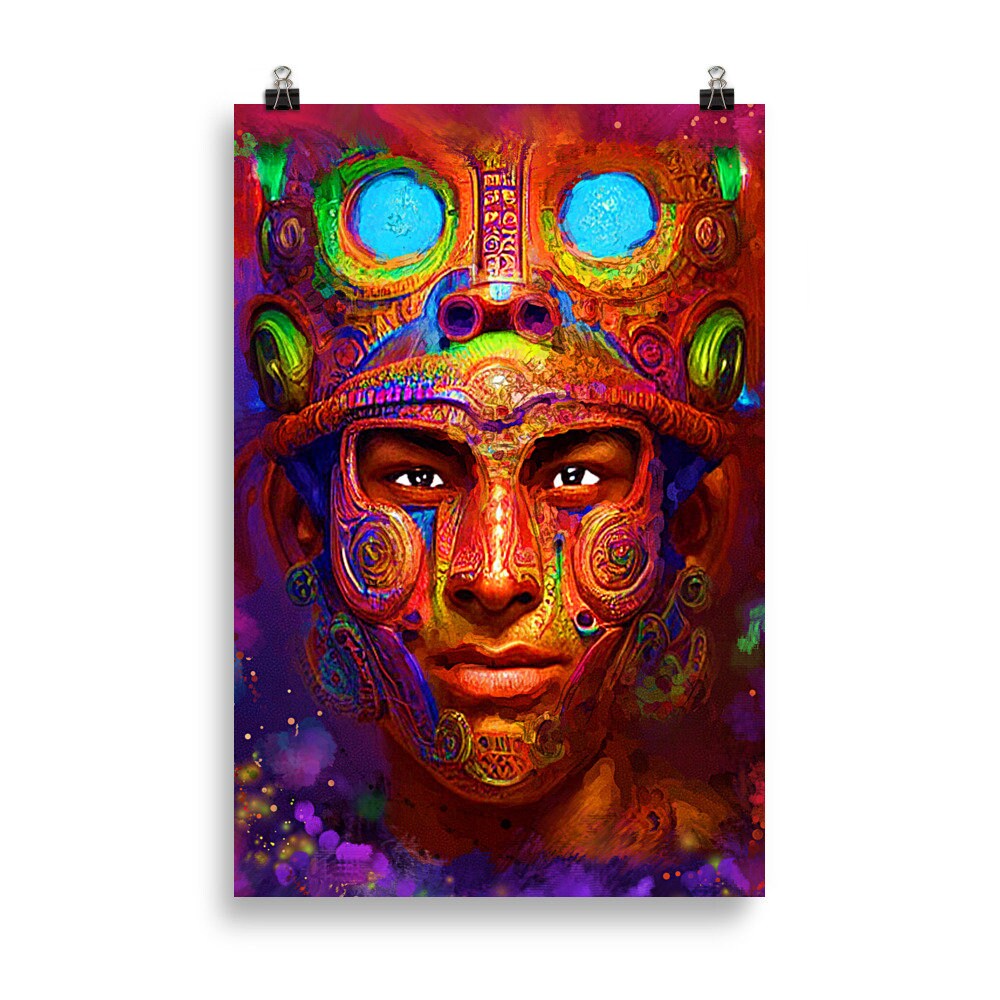 Mayan Warrior Poster Tribal Warriors Mayan Wall Art Mexican - Etsy