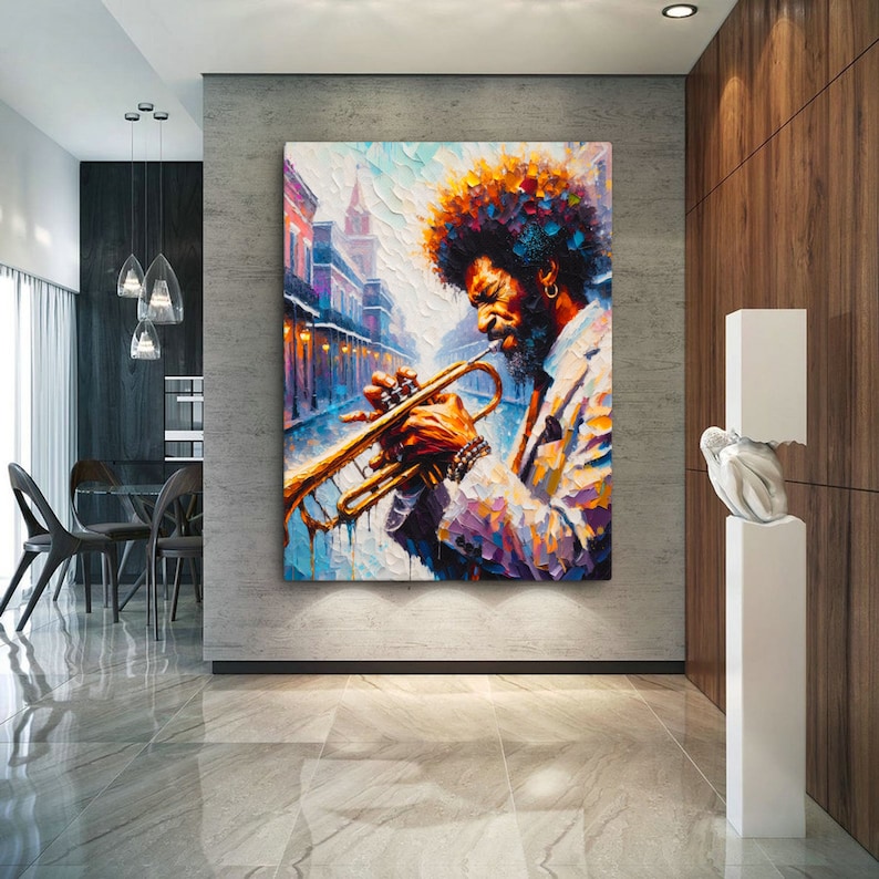 Jazz Player Canvas, Blues Music, New Orleans Jazz, Afro Wall Art, Music ...