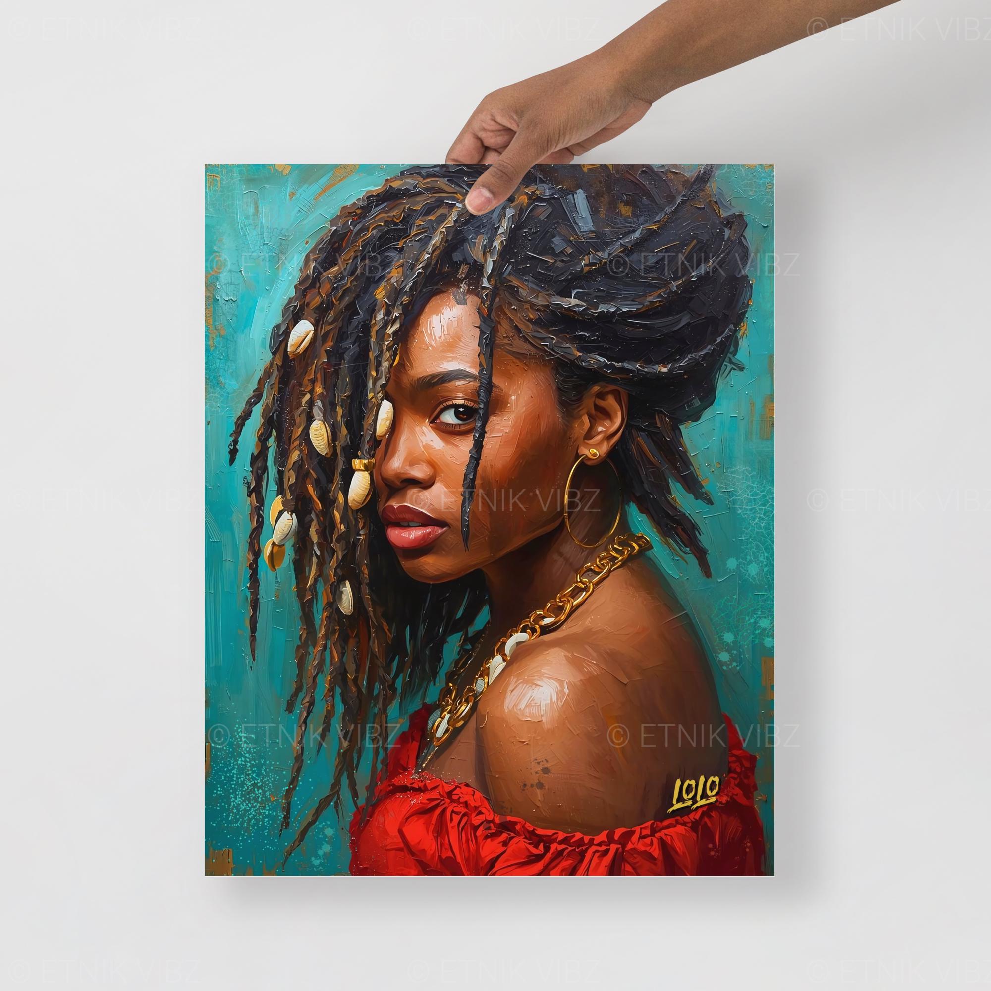 Black Woman Poster, Dreadlocks, Nubian Queen Wall Art, Locks Woman Hair ...