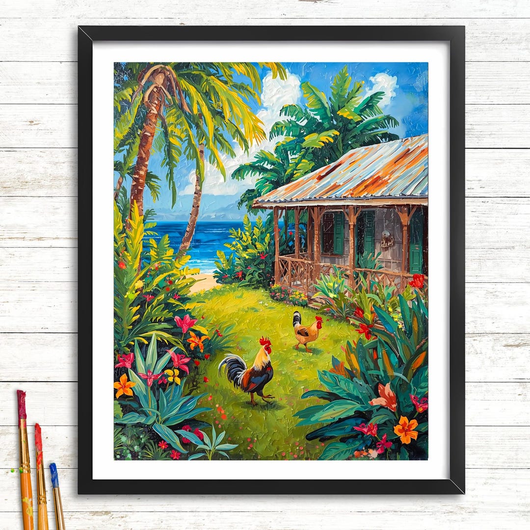 Caribbean Art Poster, Island Wall Art, Caribbean Canvas Style Wall Art ...