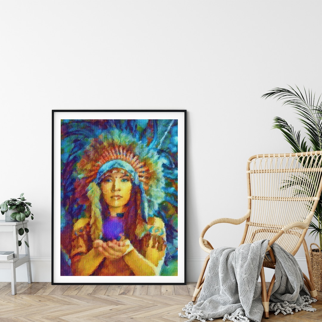 Native American Poster Purple Spirit Native Wall Art Canvas Painting ...