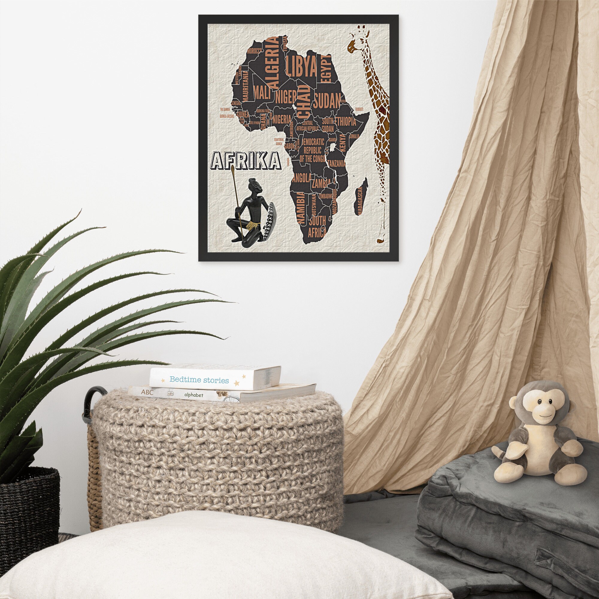 Unique Framed Afrika Poster Map of Africa Art Poster/printed - Etsy