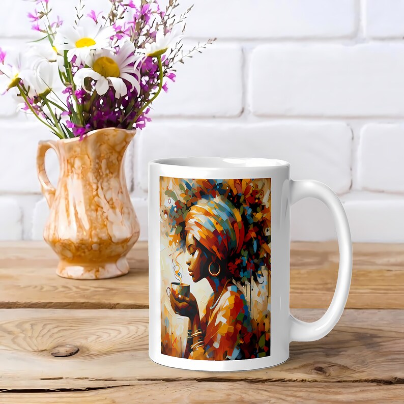 Black Queen Mug, Black Woman Coffee Mug, African American Mugs, White ...