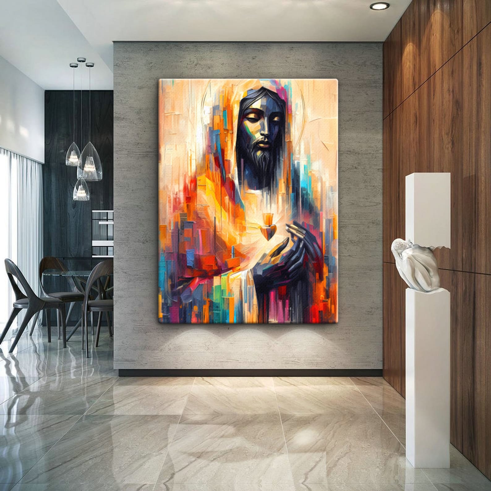 Black Jesus Painting, Afro Canvas Print, Black Jesus Art, Abstract ...