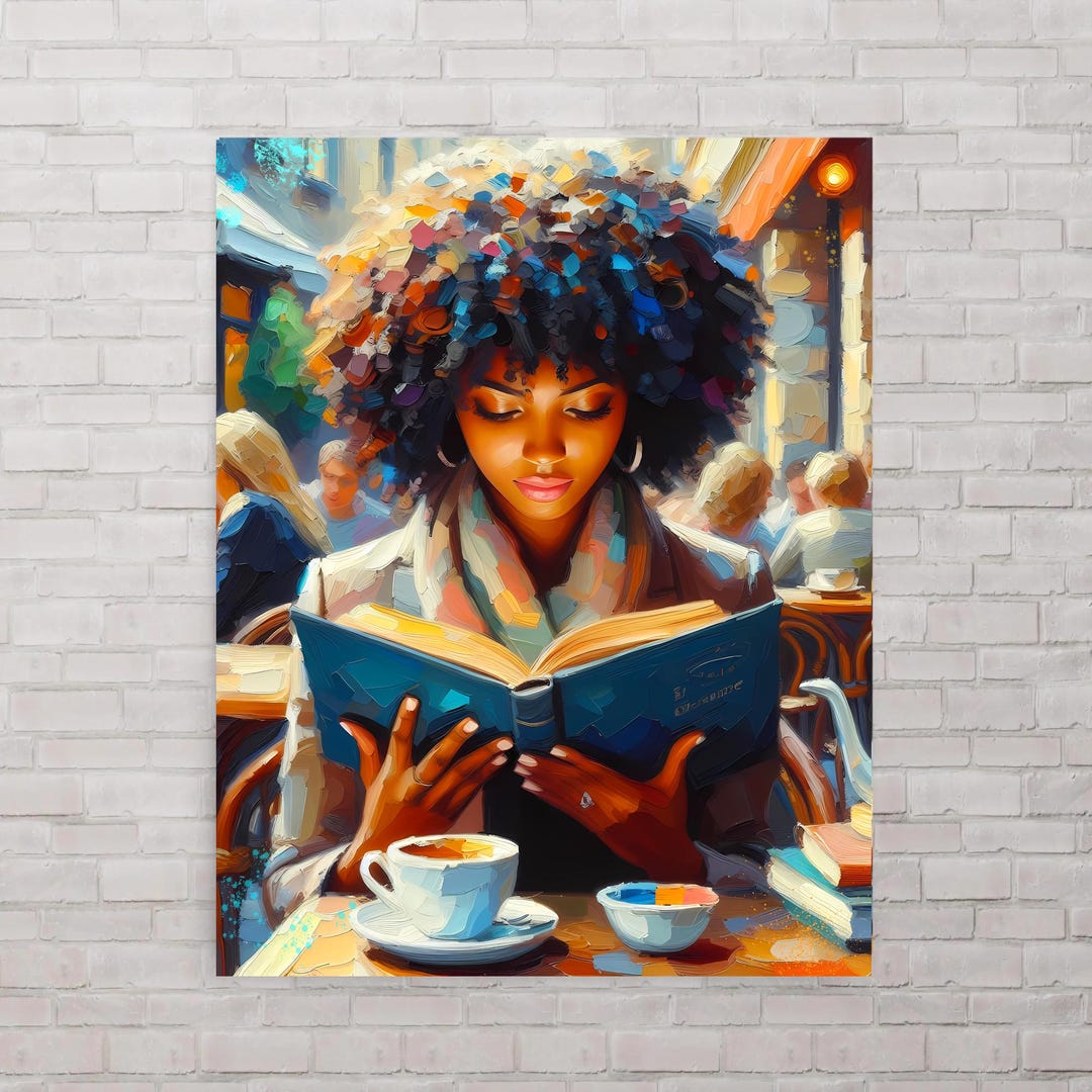 Black Woman Reading Poster, Black Girl Poster, Black Woman Art, Black ...
