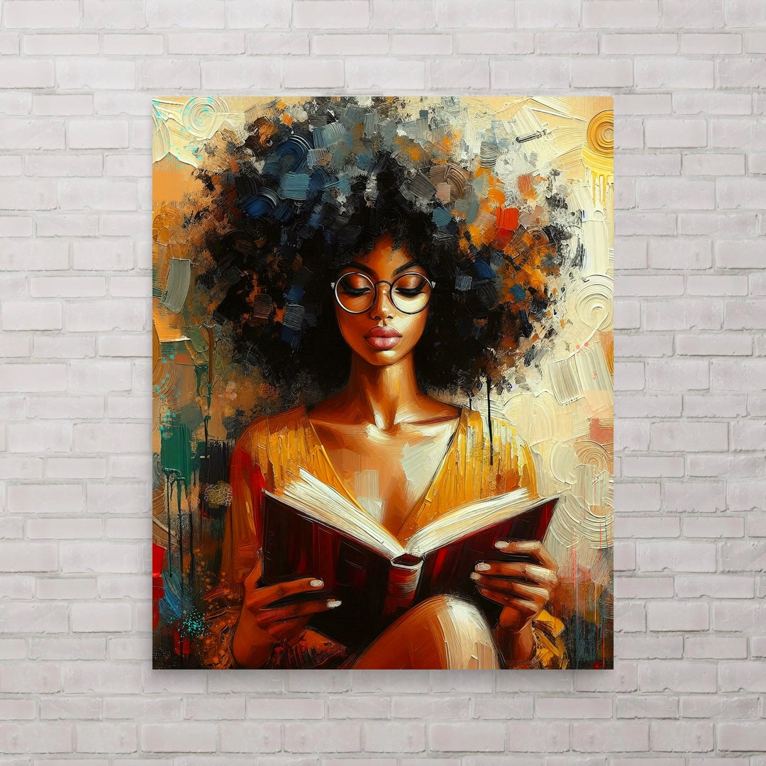 Black Woman Reading Poster, Black Girl Poster, Black Woman Wall Art ...