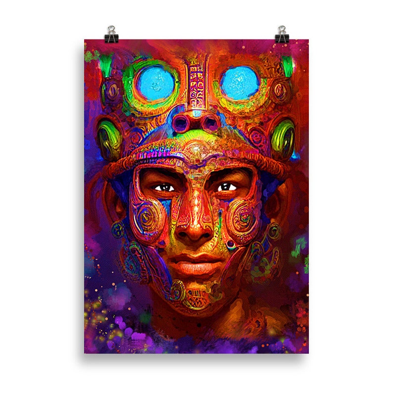 Mayan Warrior Poster Tribal Warriors Mayan Wall Art Mexican - Etsy