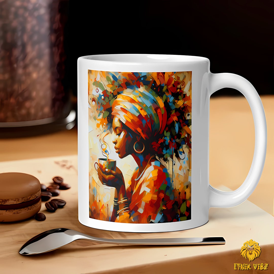 Black Queen Mug, Black Woman Coffee Mug, African American Mugs, White ...