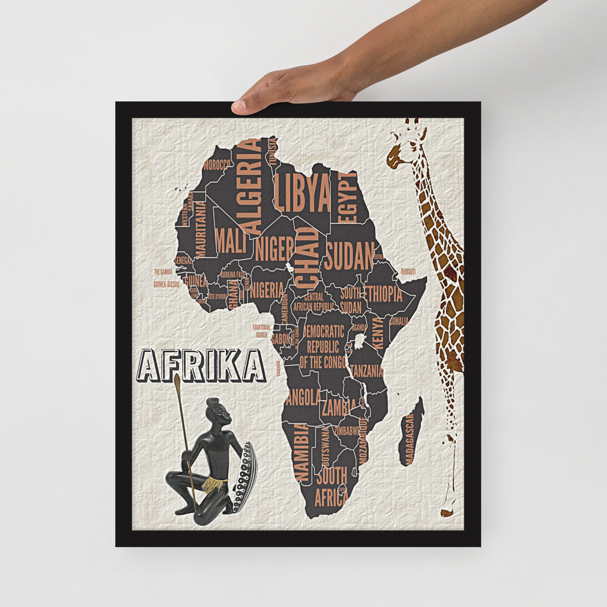Unique Framed Afrika Poster Map of Africa Art Poster/printed - Etsy