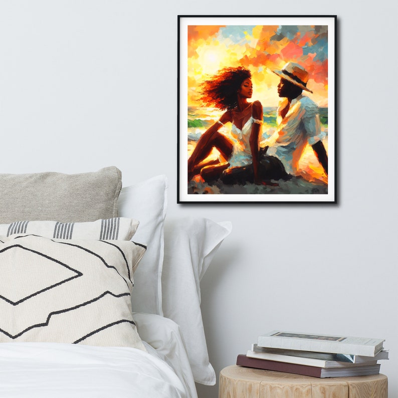 Black Couple Poster, Caribbean Wall Art, Afro Wall Art, African American Art, Black Couple Art ...