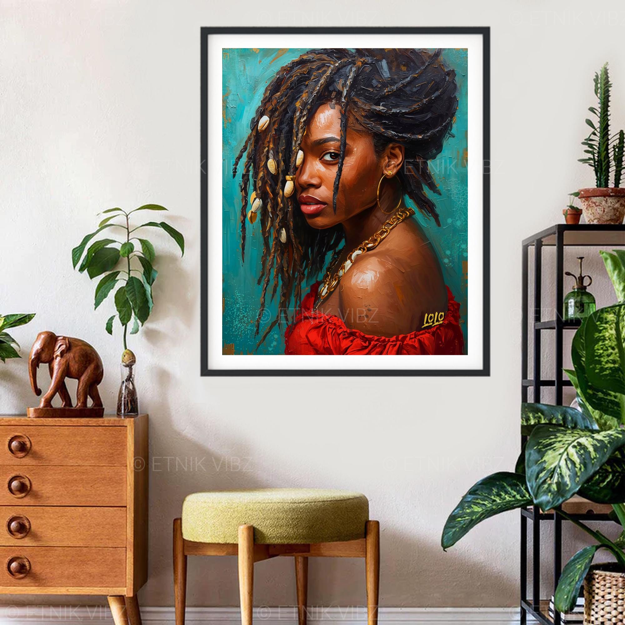 Black Woman Poster, Dreadlocks, Nubian Queen Wall Art, Locks Woman Hair ...