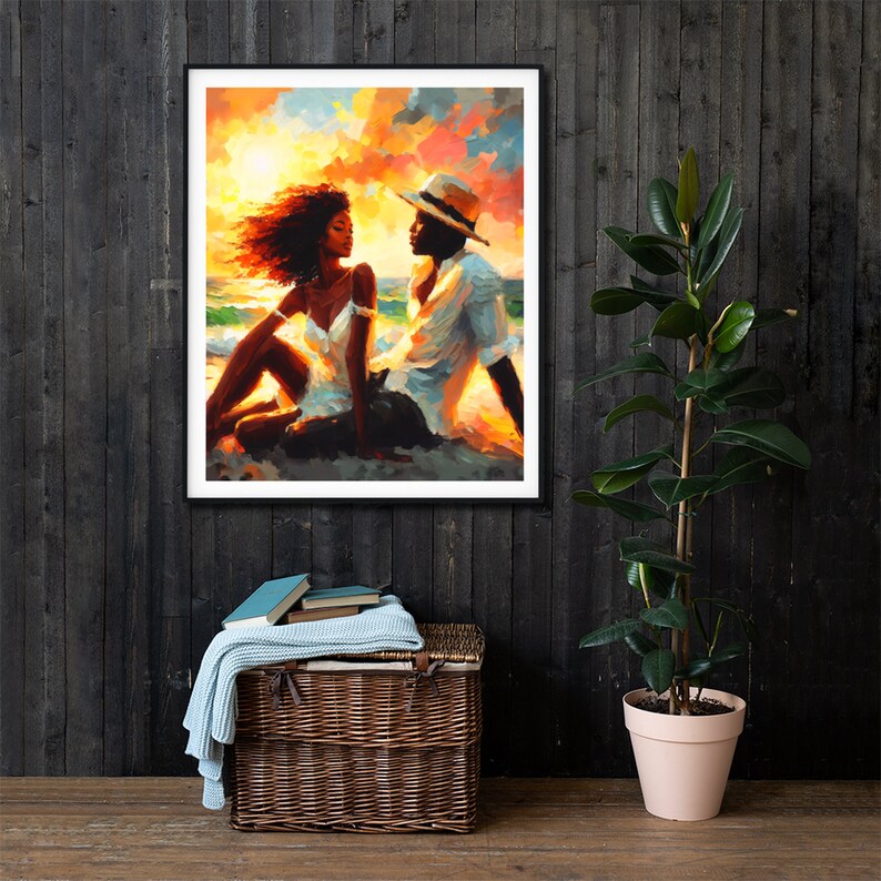 Black Couple Poster, Caribbean Wall Art, Afro Wall Art, African American Art, Black Couple Art ...
