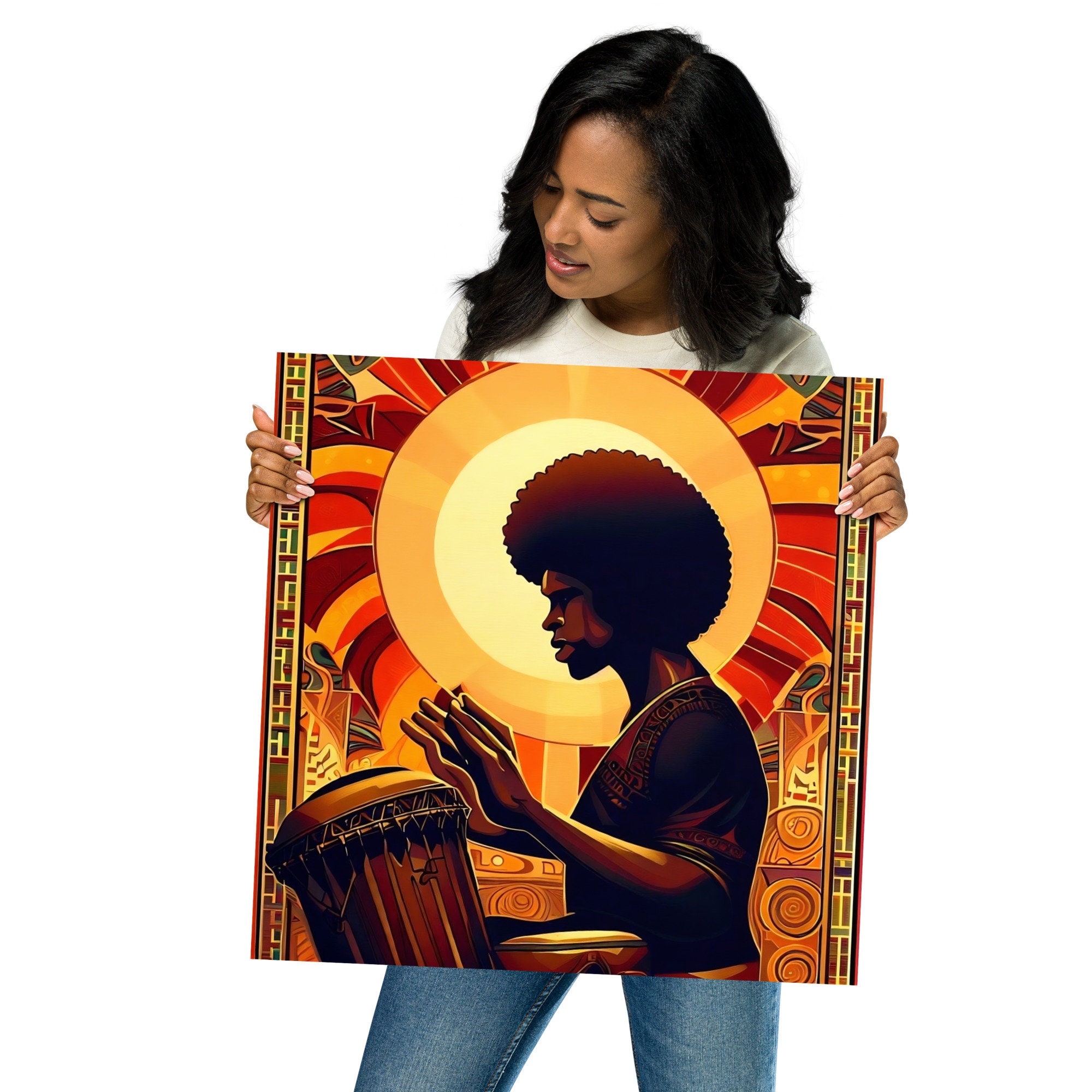 Drum Man Caribbean Vibe Bongo Conga Gwoka Music Afro Wall Art african ...