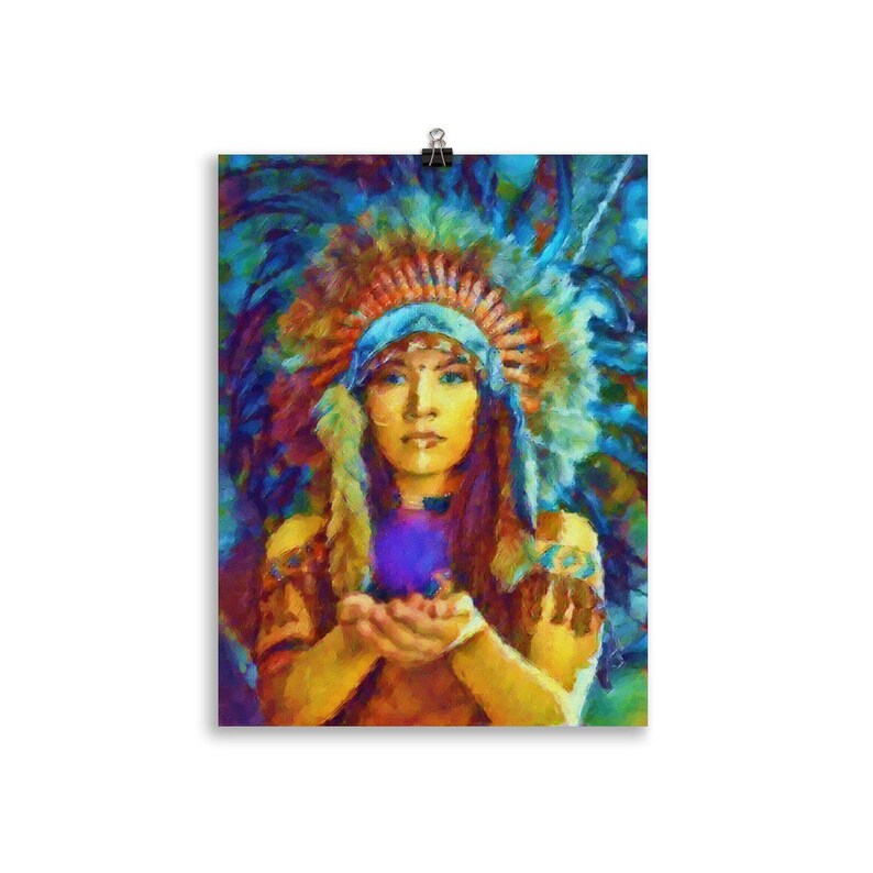Native American Poster Purple Spirit Native Wall Art - Etsy