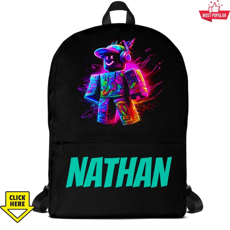 Backpack, Personalized Roblox Design, Custom Gamer Bag, School Bookbag ...