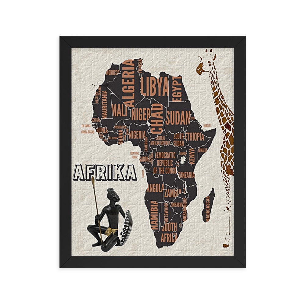 Unique Framed Afrika Poster Map of Africa Art Poster/printed - Etsy