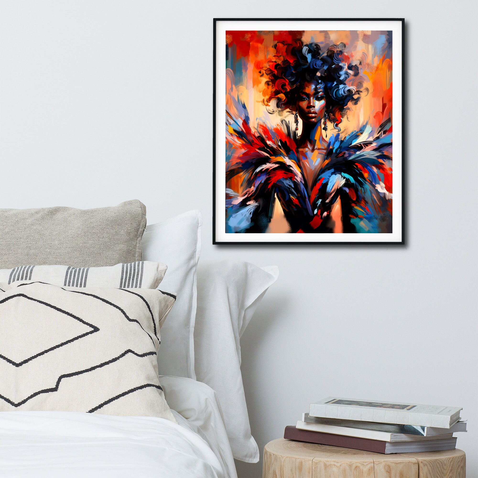 Classy Black Woman Wall Art Poster Elegant Girl Art Afro Wall Art african American Art Canva ...