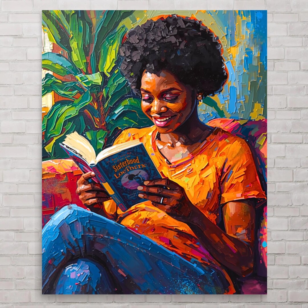 Black Woman Reading Poster, Black Girl Reading, Sisterhood Print, Woman ...