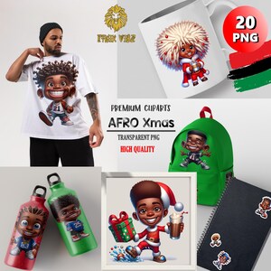 20 Cute Afro Xmas PNG Clipart, Black Christmas Prints, Instant Download, African American ...