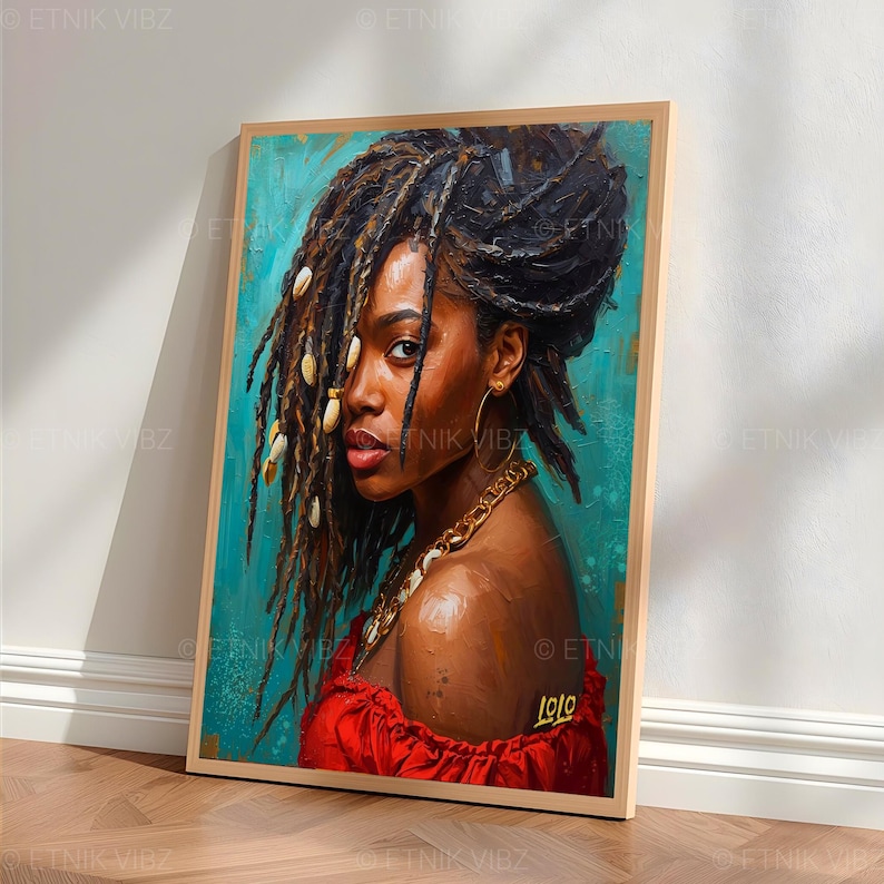 Black Woman Poster, Dreadlocks, Nubian Queen Wall Art, Locks Woman Hair ...