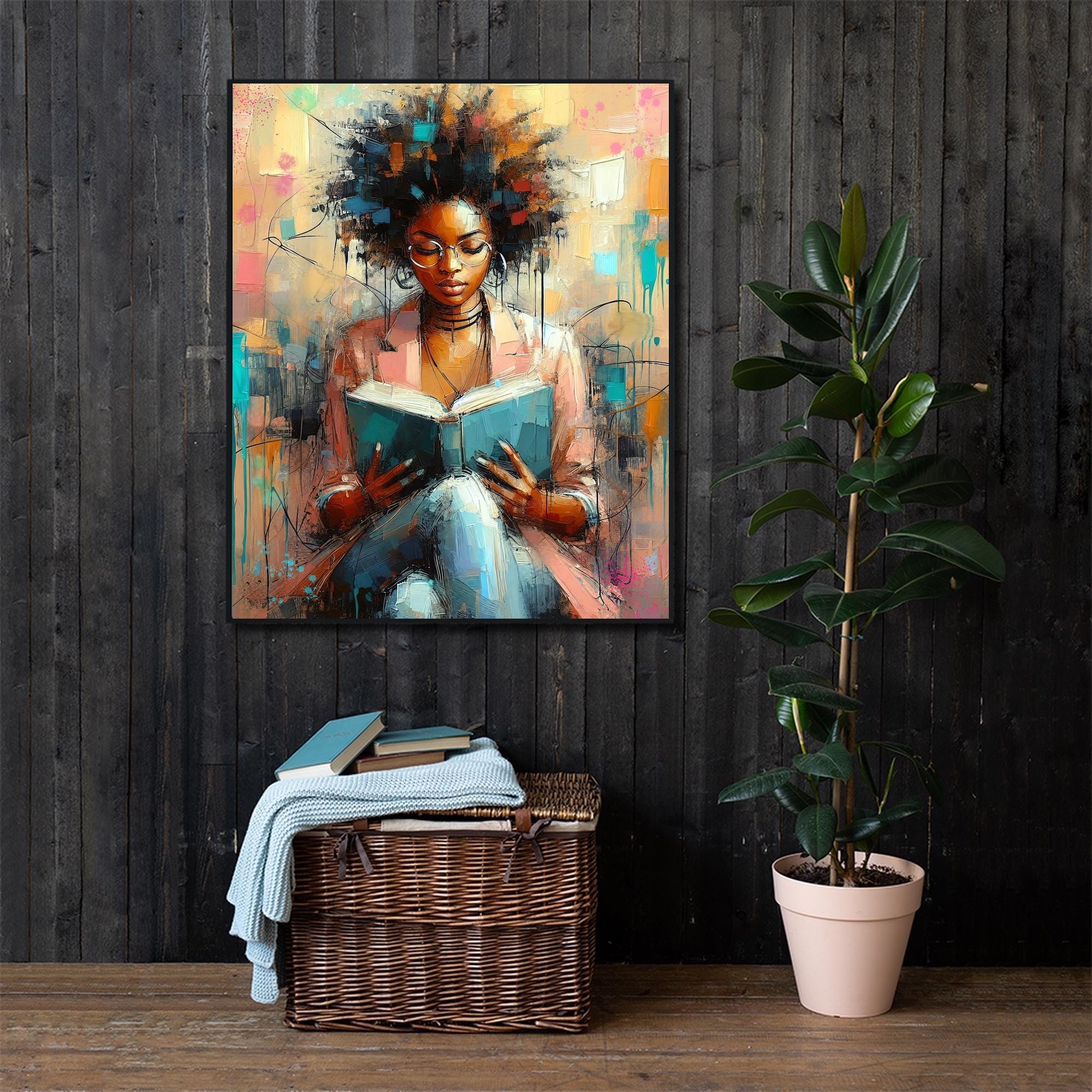Black Woman Reading Poster, Black Girl Poster, Black Woman Wall Art ...