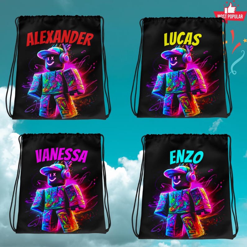Roblox Personalized Bag, Roblox Bag, Roblox Drawstring Bag, Roblox ...