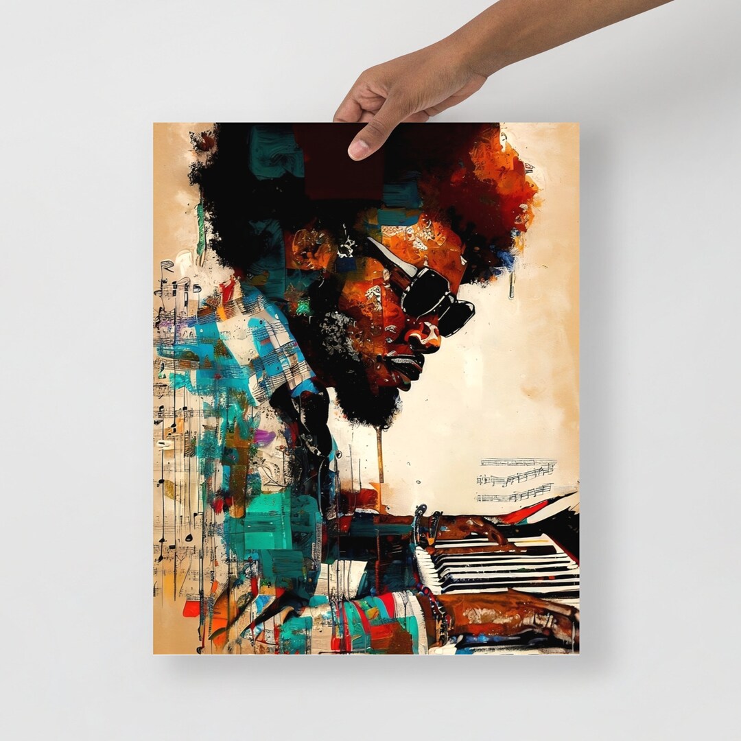 Jazz Player Poster, Blues Music, Pianist Wall Art, Afro Wall Art ...