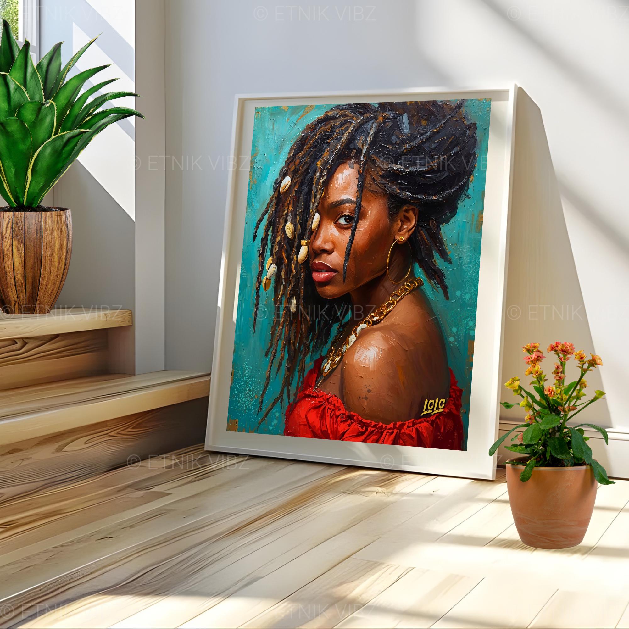 Black Woman Poster, Dreadlocks, Nubian Queen Wall Art, Locks Woman Hair ...