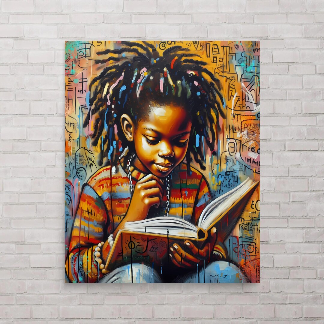 Black Girl Reading Poster Afro Wall Art Black Girl Room Decor 9735