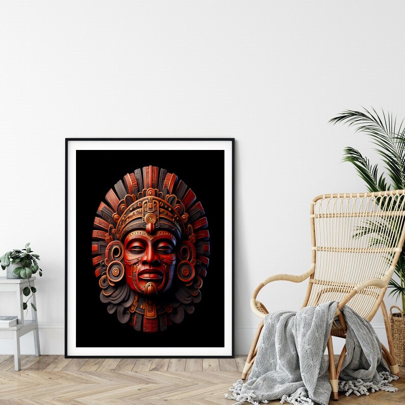 Aztec Carving Museum Poster, Aztec Wall Decor, Pre-columbian ...