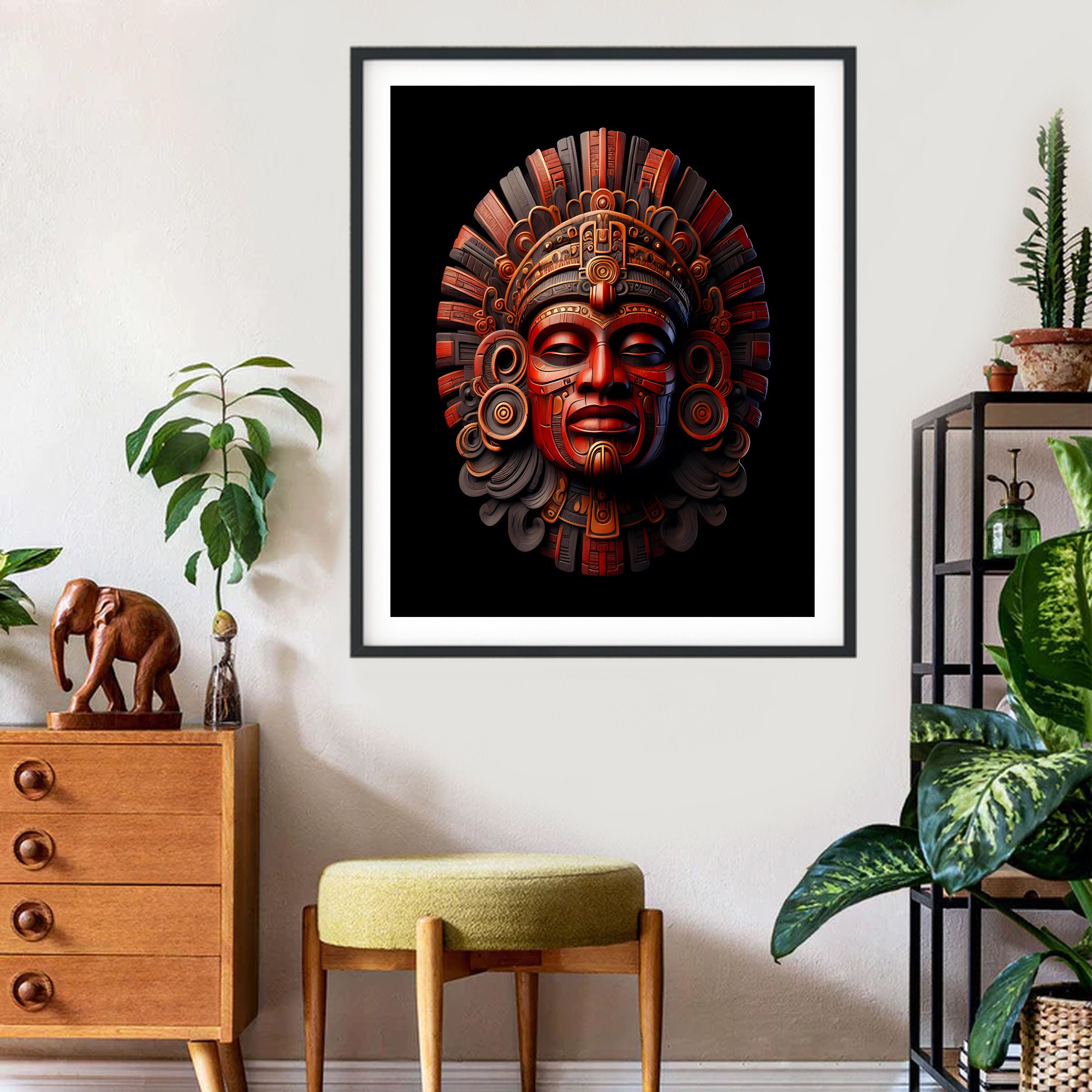 Aztec Carving Museum Poster, Aztec Wall Decor, Pre-columbian ...