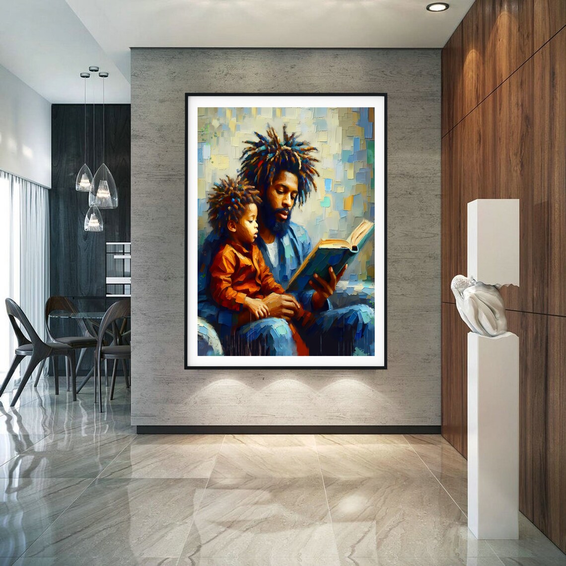 Black Father and Son Wall Art Black Man Poster Caribbean Art afro Wall ...