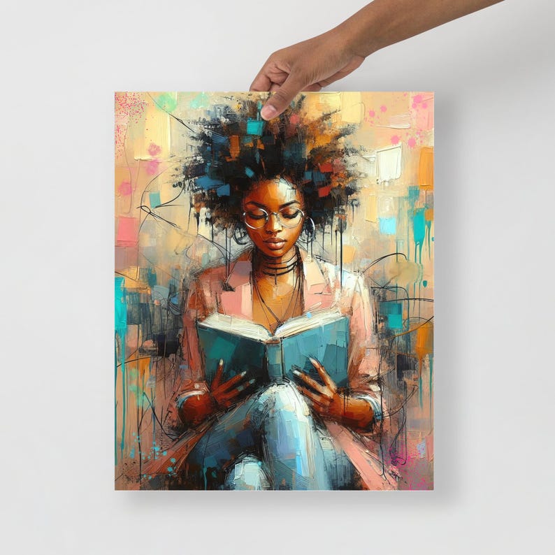 Black Woman Reading Poster, Black Girl Poster, Black Woman Wall Art ...